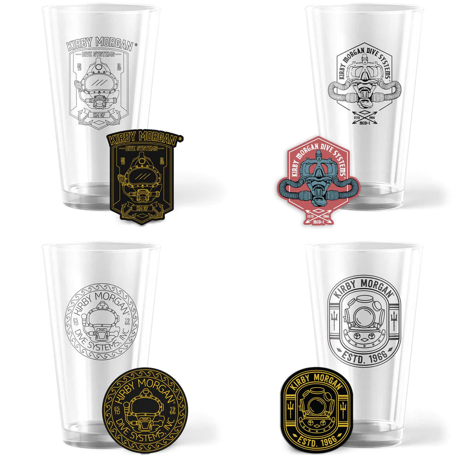 4-Pack Pint Glass and Sticker Bundle (DSI PINT-GLASS-PACK4) — DECA Diving
